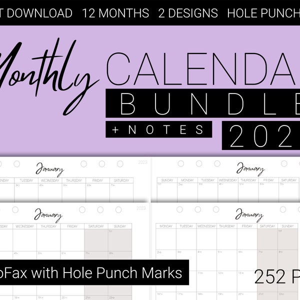 2023 Hole Punch Calendar - Etsy