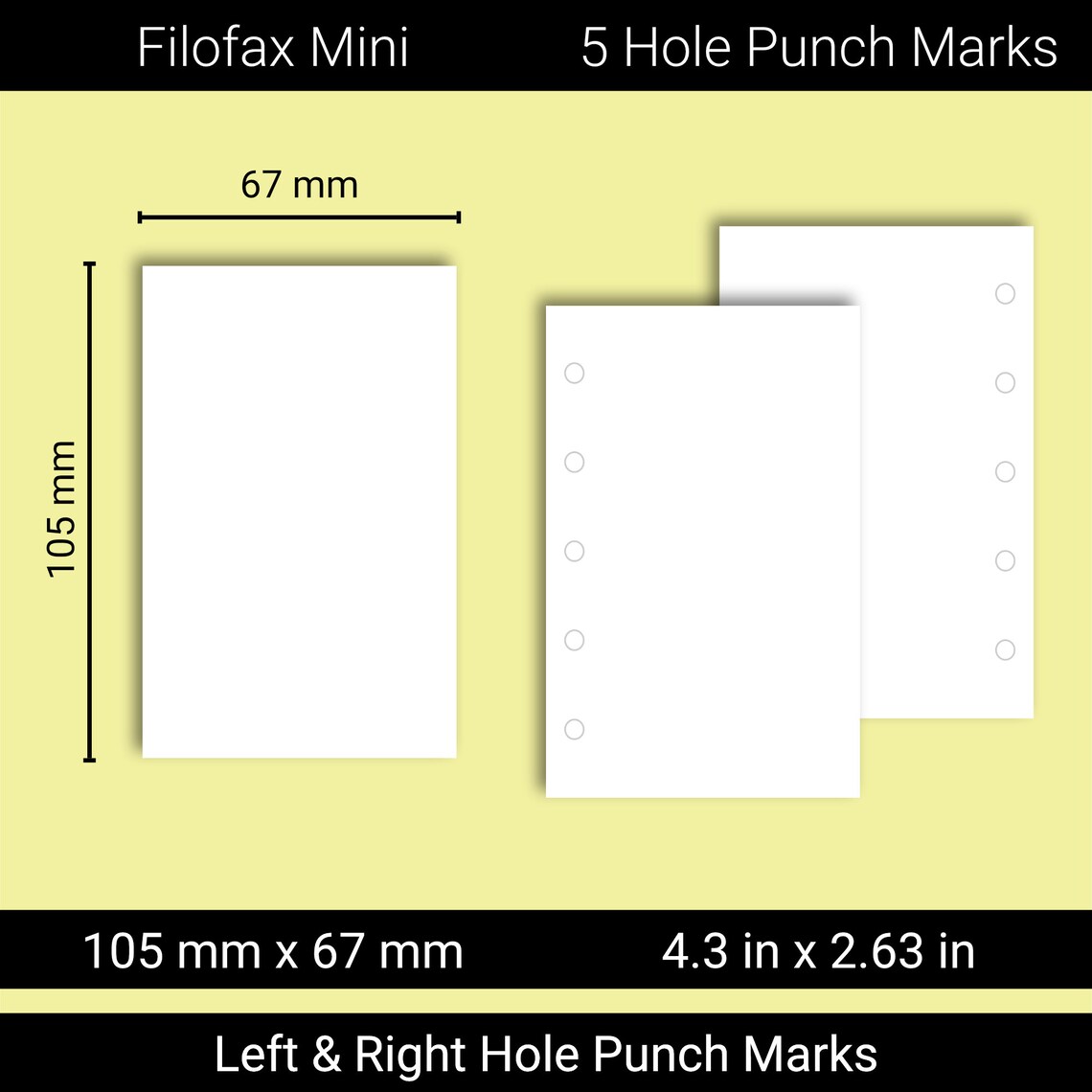 Filofax MINI Printable Paper + Hole Punch Marks | Printable Lined Paper ...