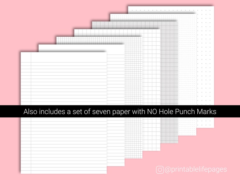 A4 Printable Paper Hole Punch Marks Printable Lined Paper - Etsy
