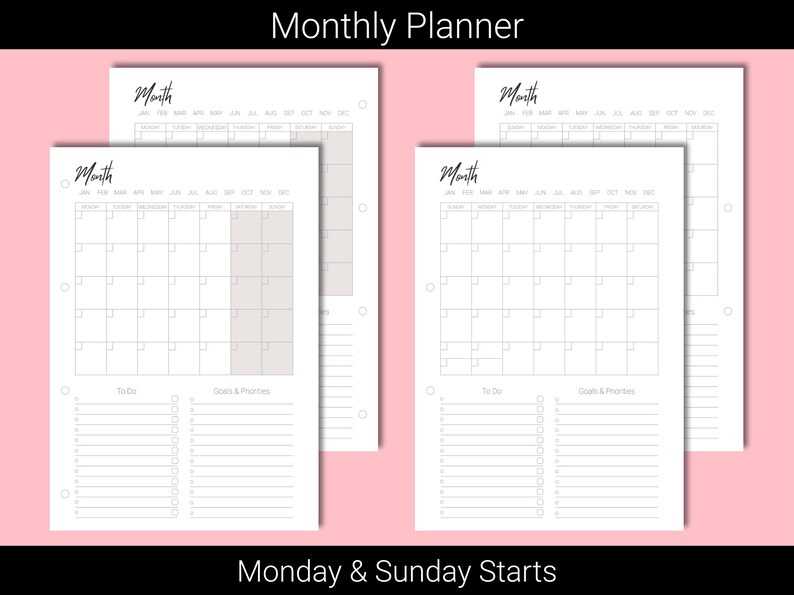 A4 Planner Bundle + Hole Punch Marks | Undated | Printable Calendar ...