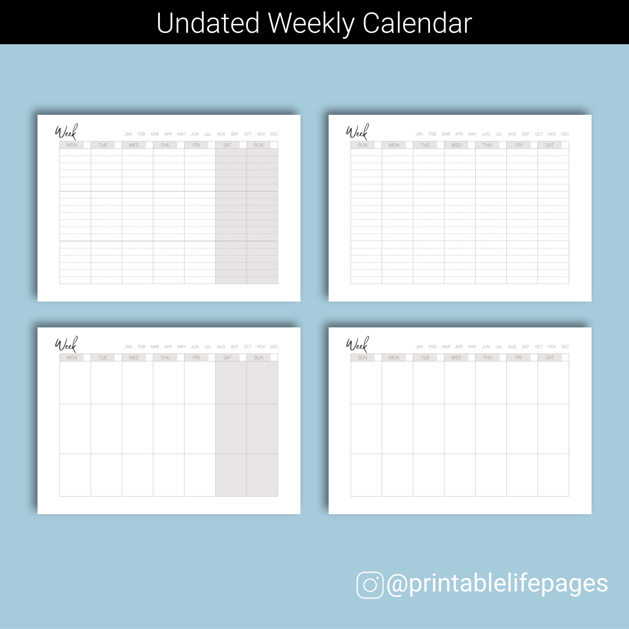 Weekly Calendar | Weekly Schedule | Weekly Timetable | Printable ...