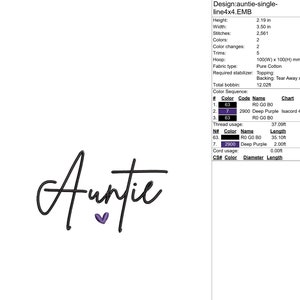 Auntie Embroidery Design | Digitized Cool Aunt Embroidery Design for ...