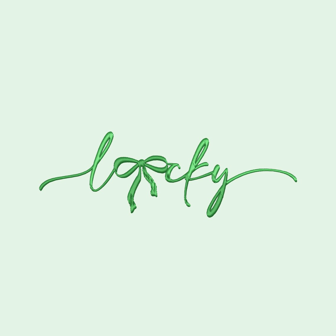 Lucky Embroidery Design | St. Patrick's Day Coquette Bow | Cursive ...