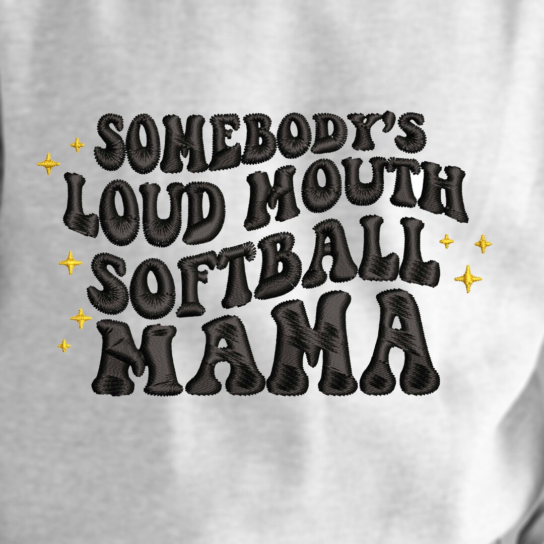 Softball Mama Embroidery Design: Groovy Font (4x4) (PES DST EMB File ...