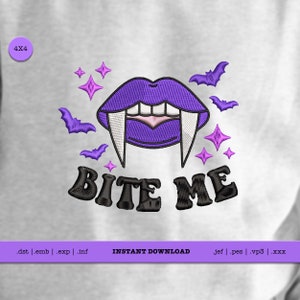 Bite Me Embroidery Design for Halloween | Spooky Machine Embroidery ...