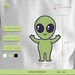 Alien Machine Embroidery File 4 X 4 PES EMB Green Martian Alien ...