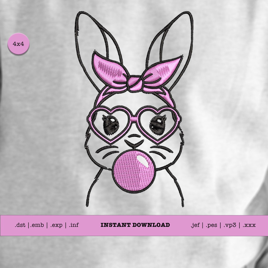 Bunny Face Embroidery Design | Cute Easter Bunny Machine Embroidery ...