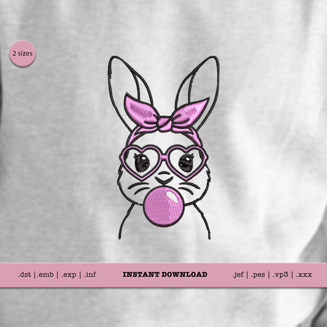 Bunny Face Embroidery Design Cute Easter Bunny Machine Embroidery File ...