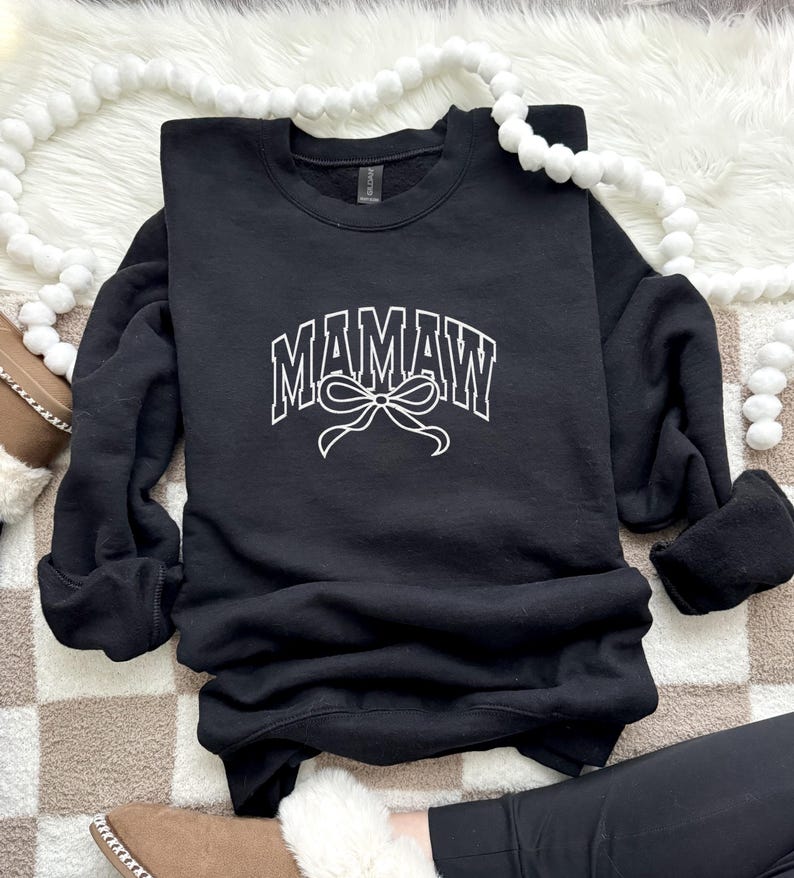 Mamaw Embroidery Design | Varsity Letter Coquette Bow | Arched ...