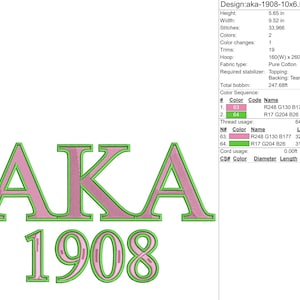 AKA 1908 Embroidery File - Etsy