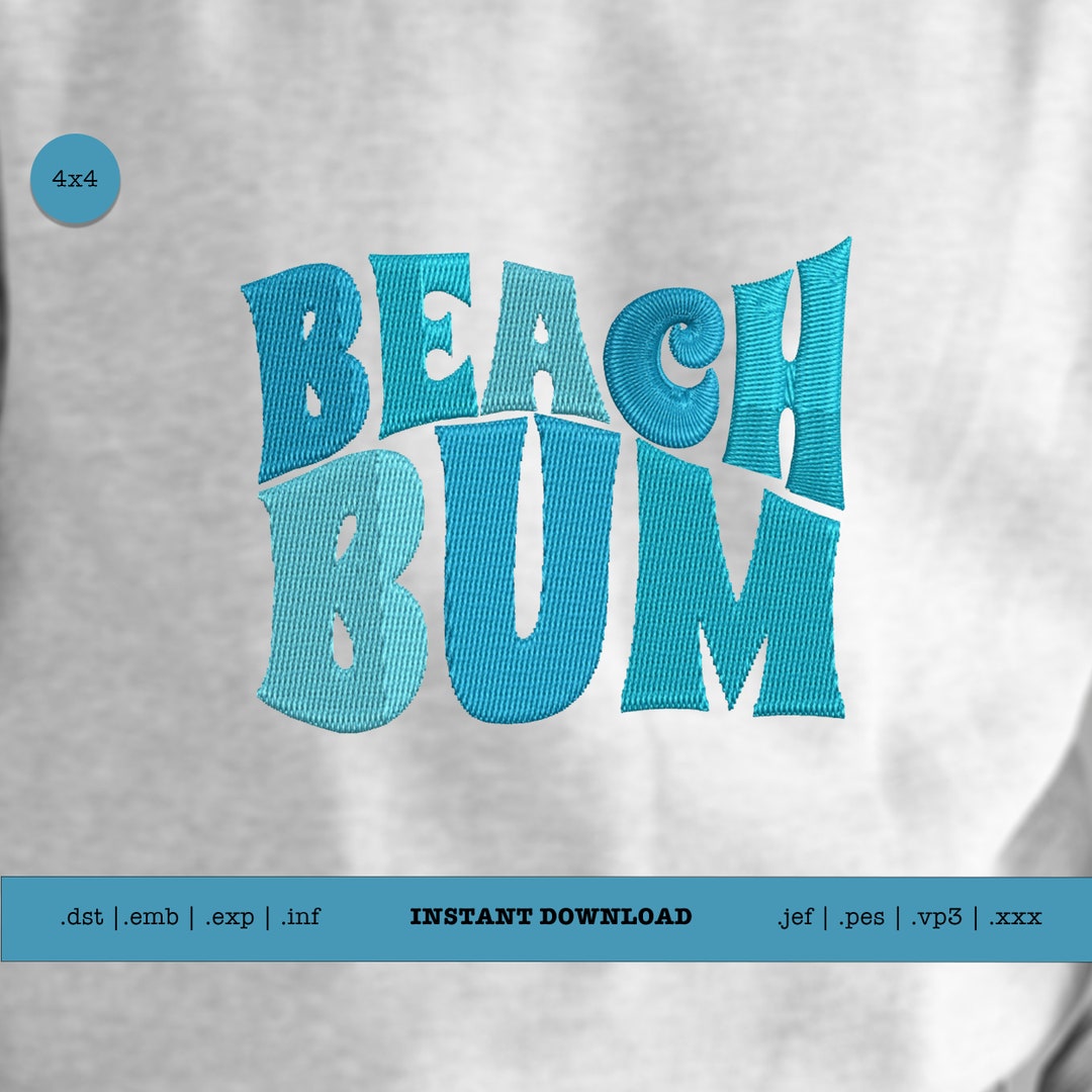 Beach Bum Embroidery Design | Summer Embroidery File | - Etsy