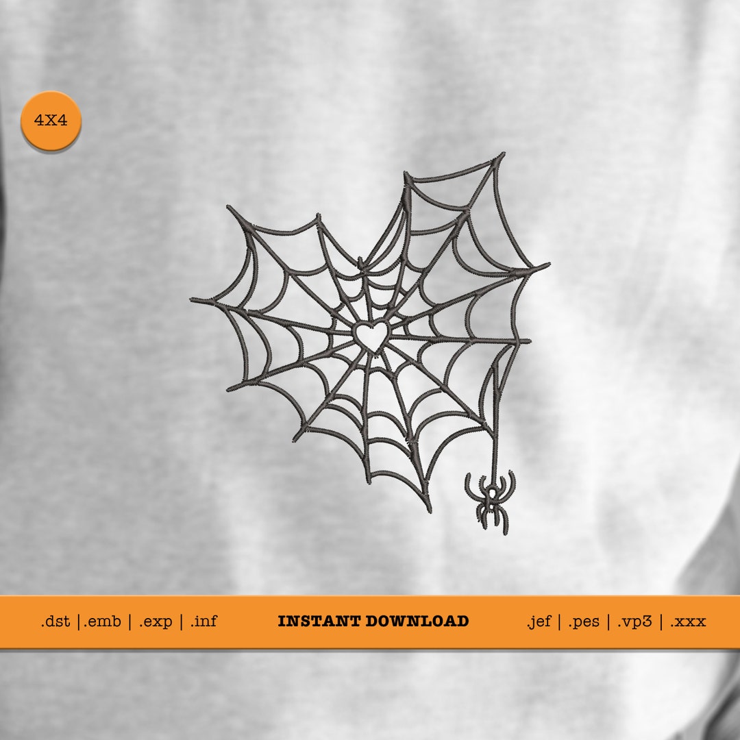 Spider Web Heart Embroidery Design Spooky Halloween Embroidery Creepy ...