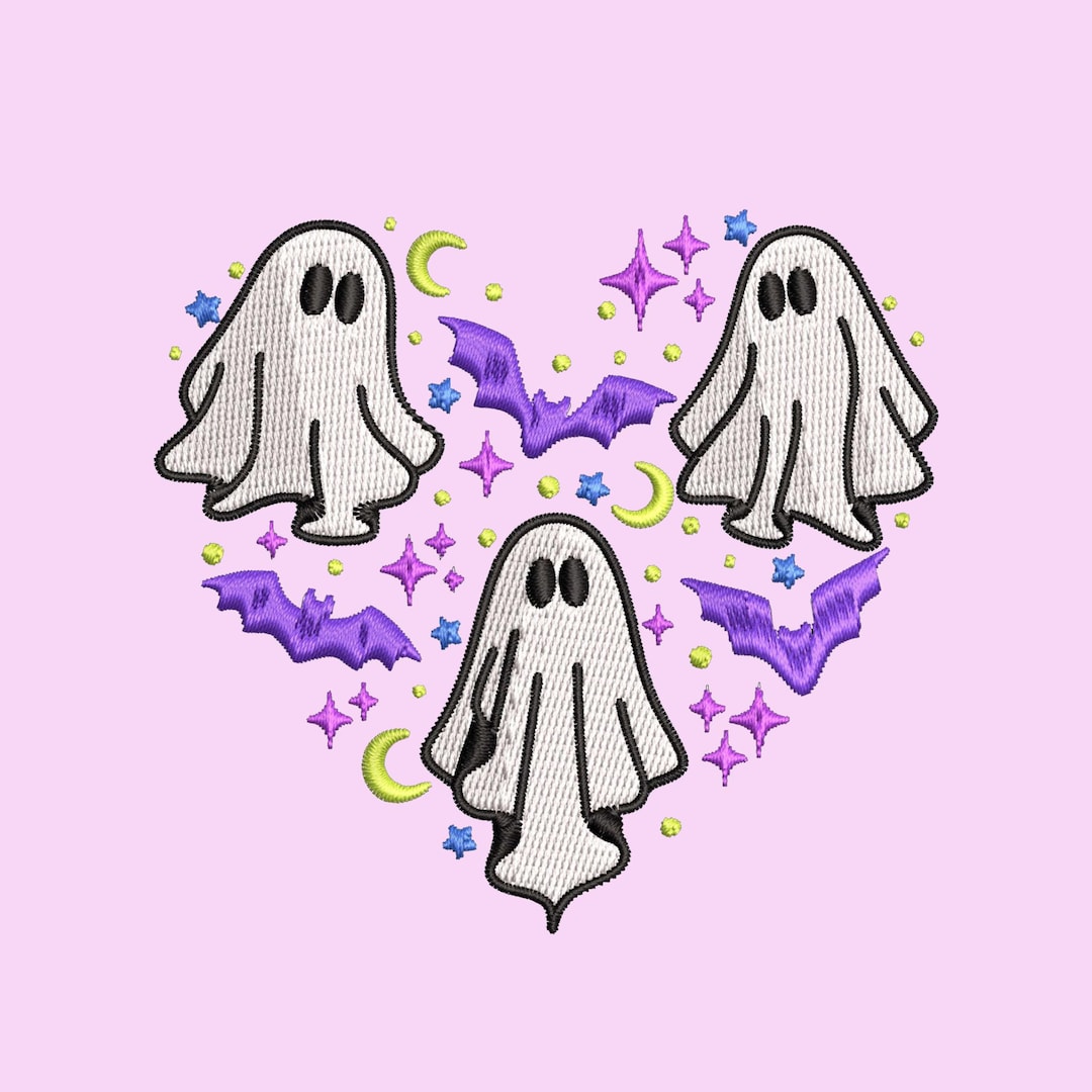Ghost Embroidery Design for Halloween | Trendy Embroidery File | 4x4 ...