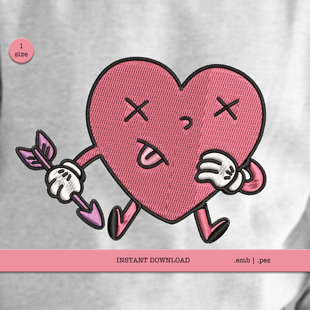 Love Sick Machine Embroidery Design 4x4 EMB | Valentines Embroidery ...
