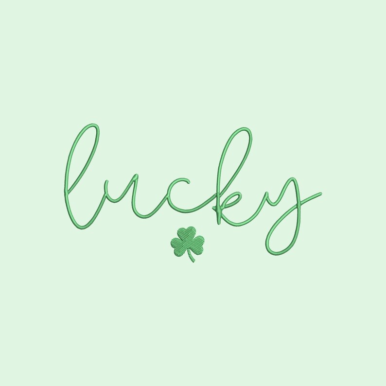 Lucky Embroidery Design Cursive Font | St. Patrick's Day Embroidery ...