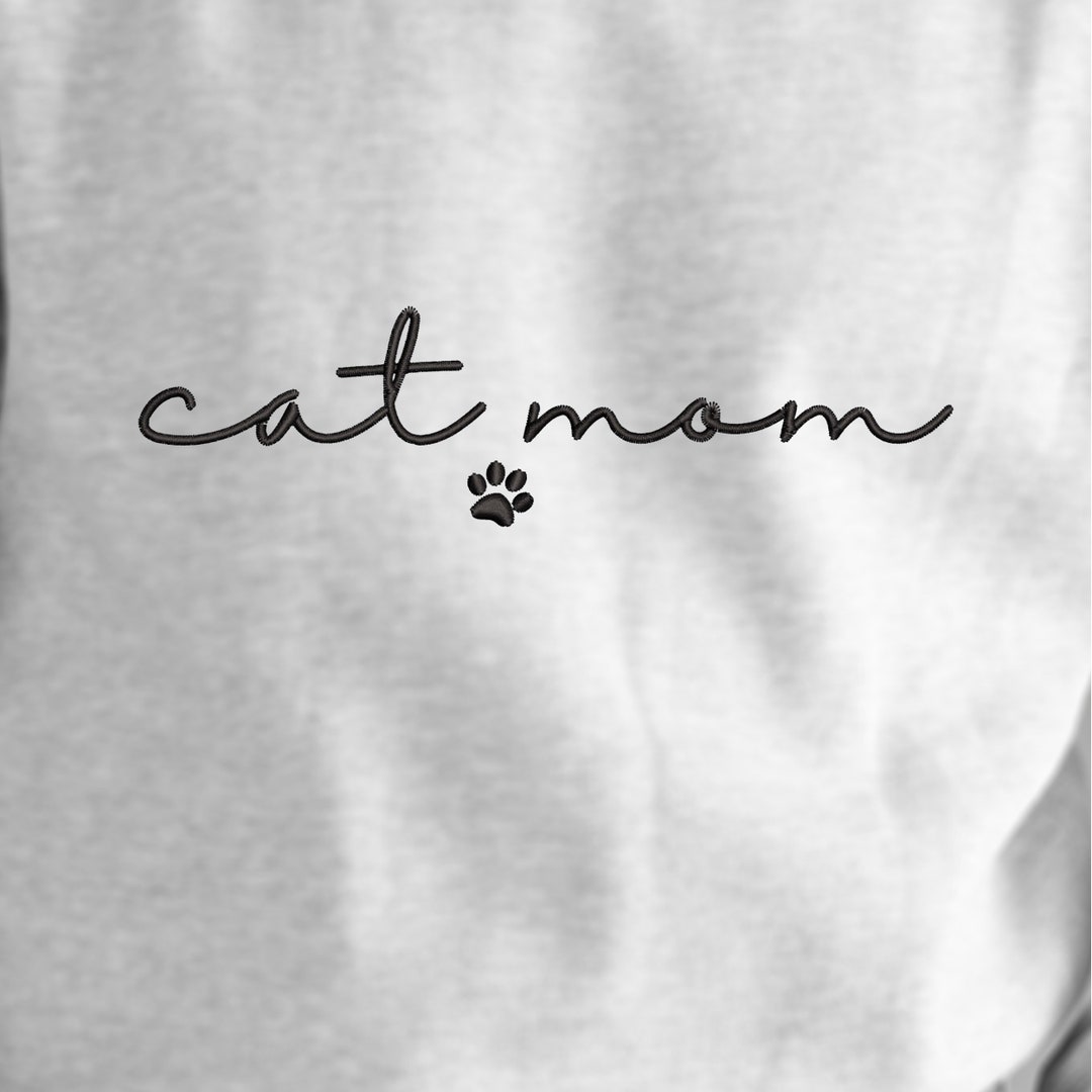 Cat Mom Embroidery Design | 7x5 Cursive Cat Mom Embroidery File | Cat ...