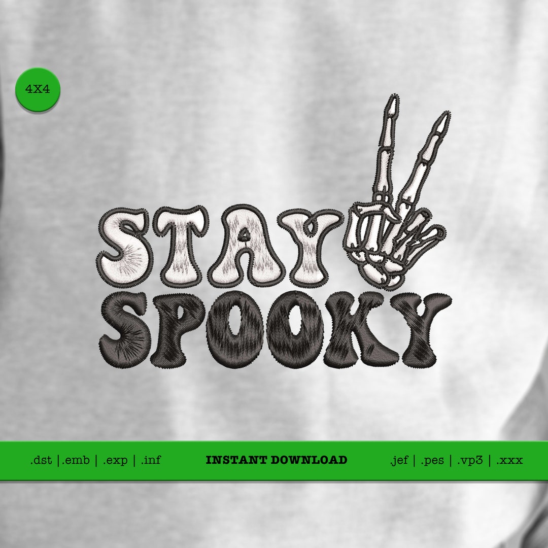 Stay Spooky Halloween Embroidery Design: Skeleton Hand (4x4) (digital ...