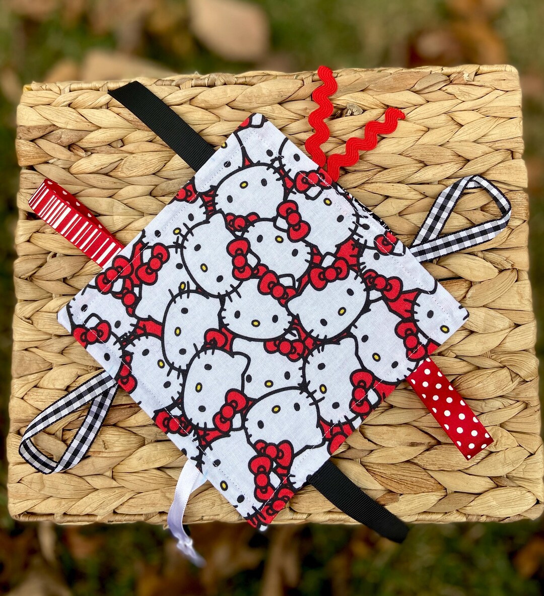 Hello Kitty Red - Baby Girl Small Crinkle Tag Lovey Ribbon Sensory ...