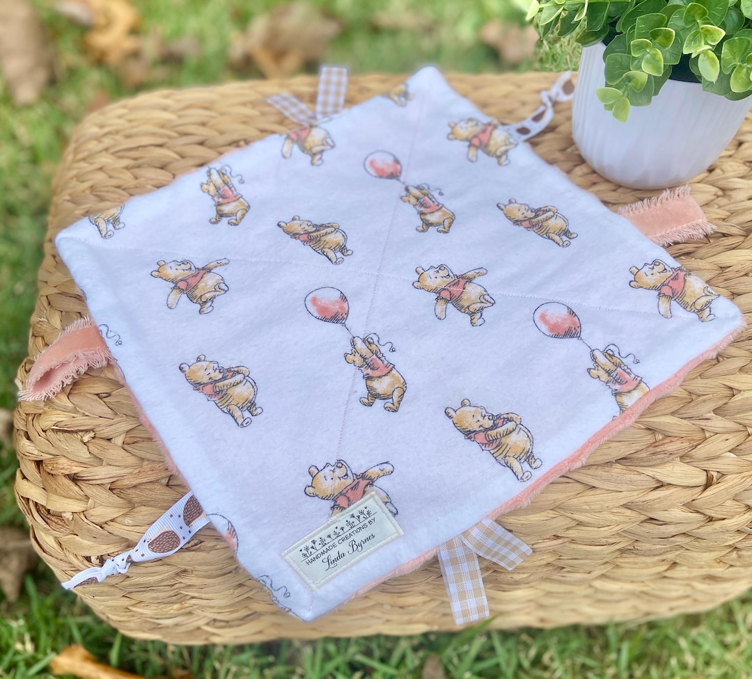 DISNEY Winnie the Pooh Baby Lovey Ribbon Tag Sensory Fidget Toy Anxiety ...