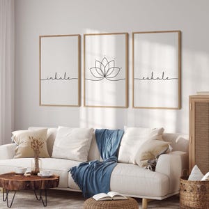 Inhale Exhale Wall Art Set of 3, Minimalist Yoga Poster Set, Printable ...