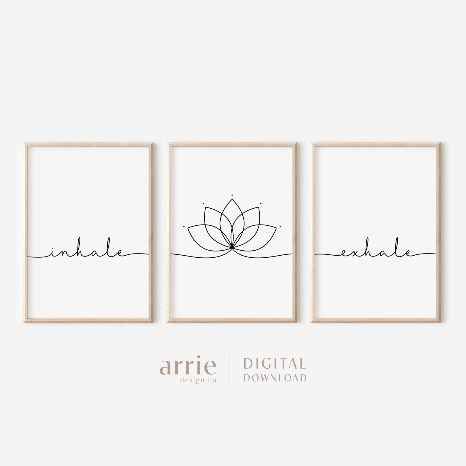 Inhale Exhale Wall Art Set of 3, Minimalist Yoga Poster Set, Printable ...