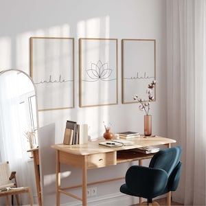 Inhale Exhale Wall Art Set of 3, Minimalist Yoga Poster Set, Printable ...