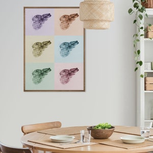 Easter Bunny Pop Art, Vintage Rabbit Art Print, Maximalist Easter Wall ...