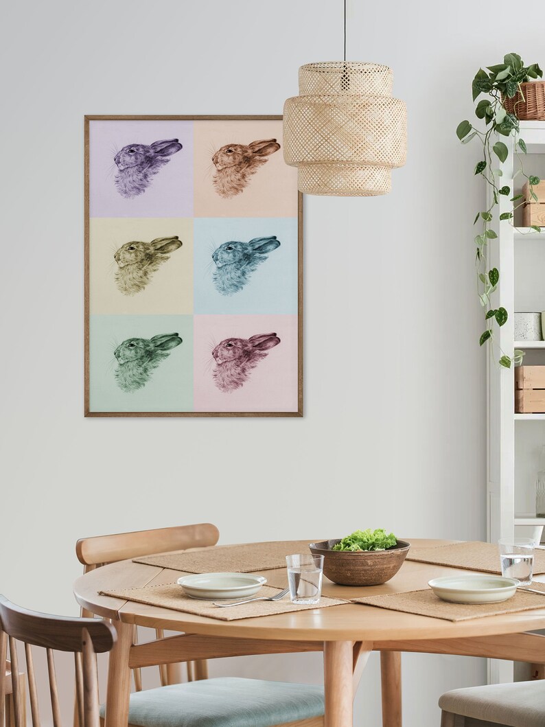 Easter Bunny Pop Art Vintage Rabbit Art Print Maximalist - Etsy