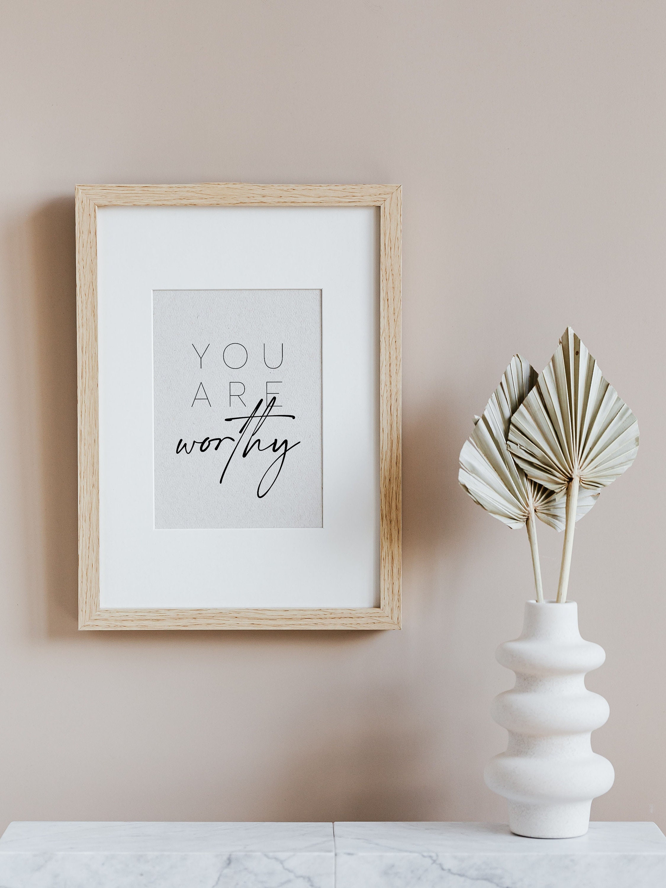 You Are Worthy Printable Art, Self Affirmation Wall Art, Positive ...