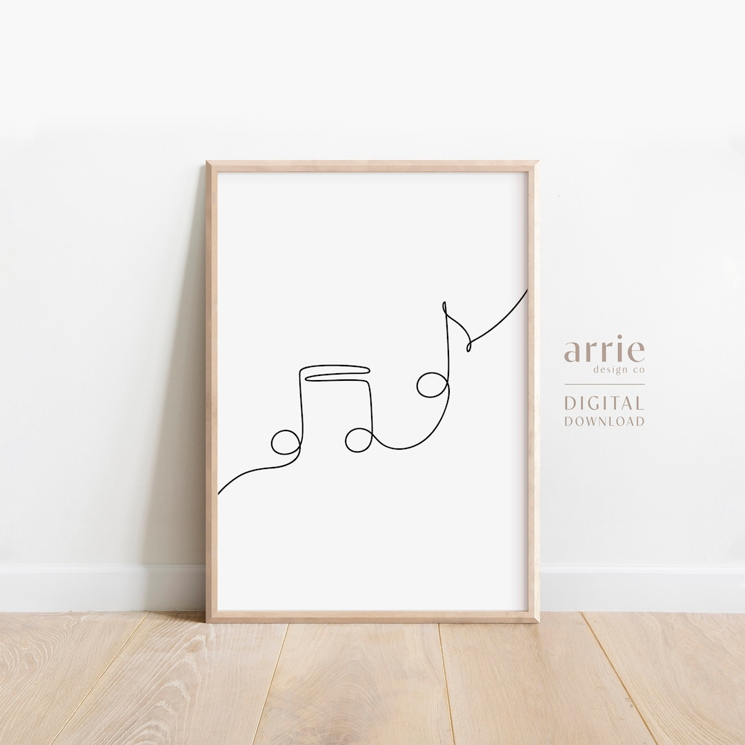 Music Notes Line Art | Minimalist Music Wall Art | Musician Gift ...