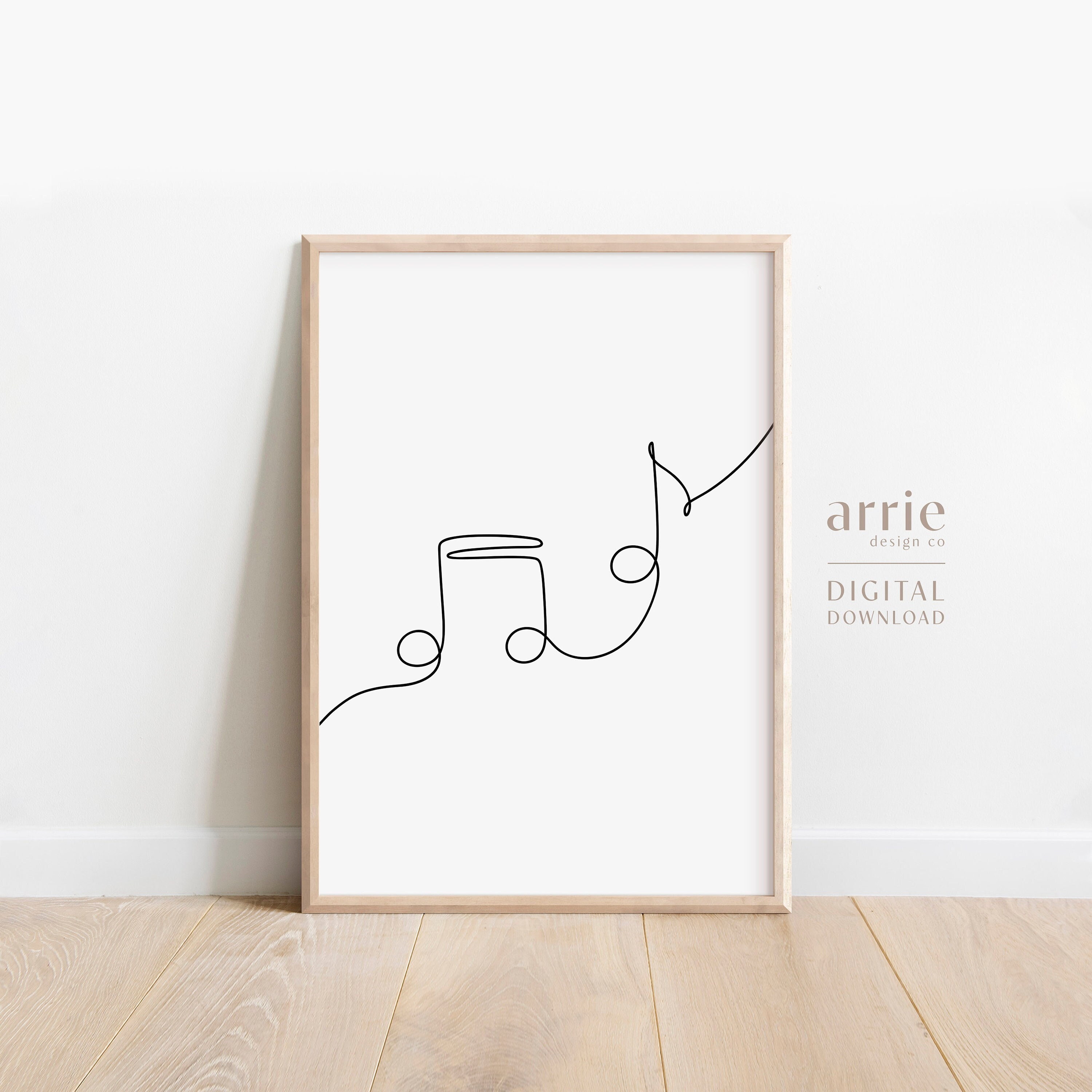 Music Notes Line Art | Minimalist Music Wall Art | Musician Gift ...