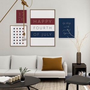July 4th Printable Wall Art Set of 4, Modern Patriotic Decor, 1774 ...