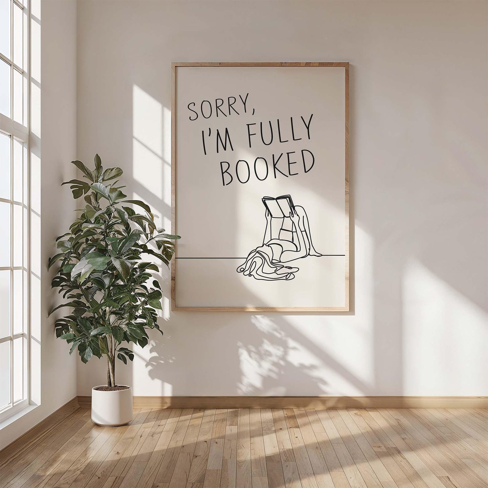 Sorry I'm Fully Booked Print, Minimalist Bookish Poster, Reading Poster ...