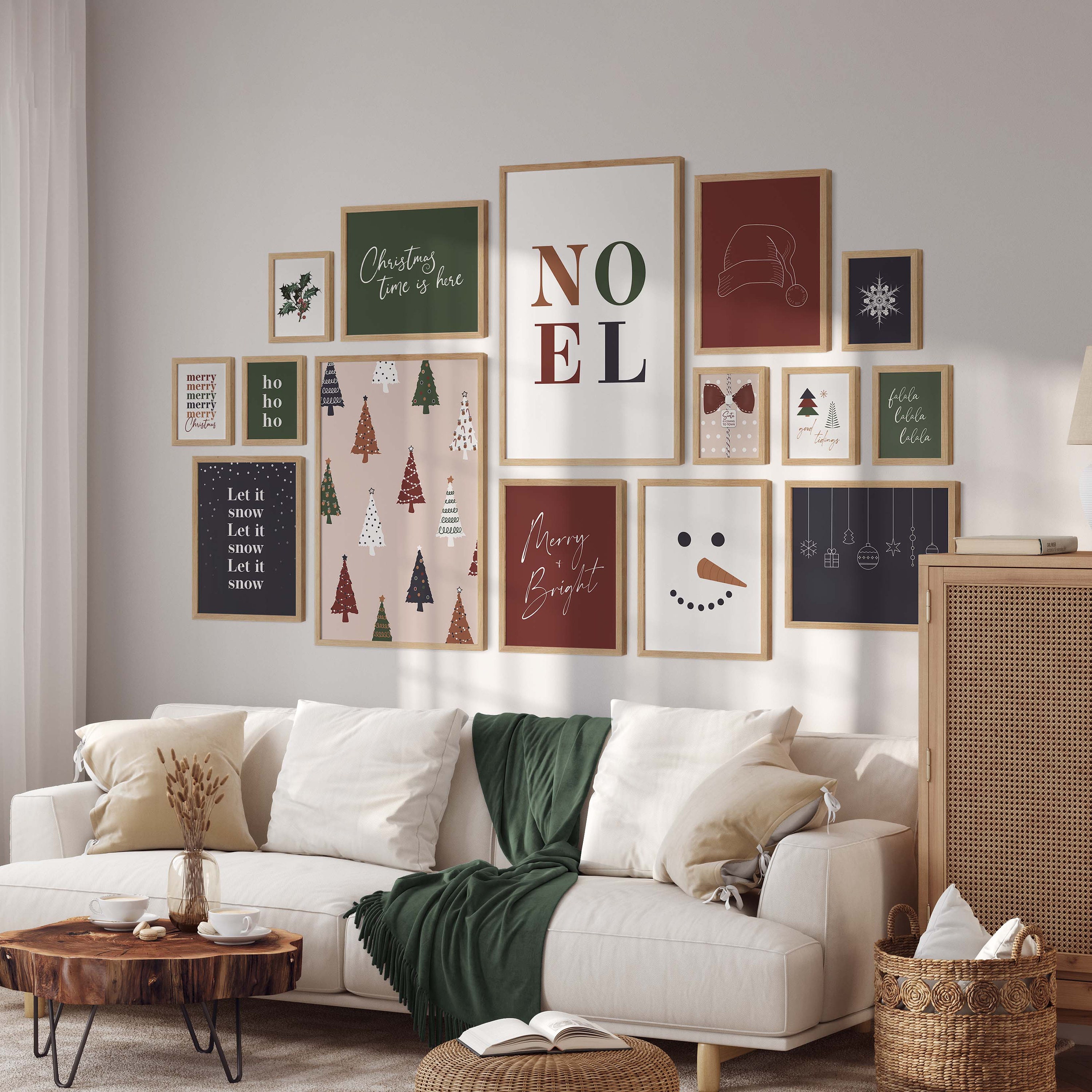 20 Christmas Printables, Christmas Wall Art Bundle, Boho Christmas ...
