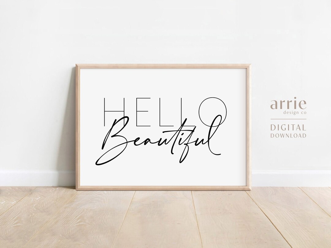 Hello Beautiful Wall Art, Dressing Room Print, Self Love Poster ...