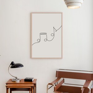 Music Notes Line Art | Minimalist Music Wall Art | Musician Gift ...