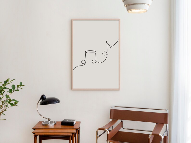 Music Notes Line Art | Minimalist Music Wall Art | Musician Gift ...