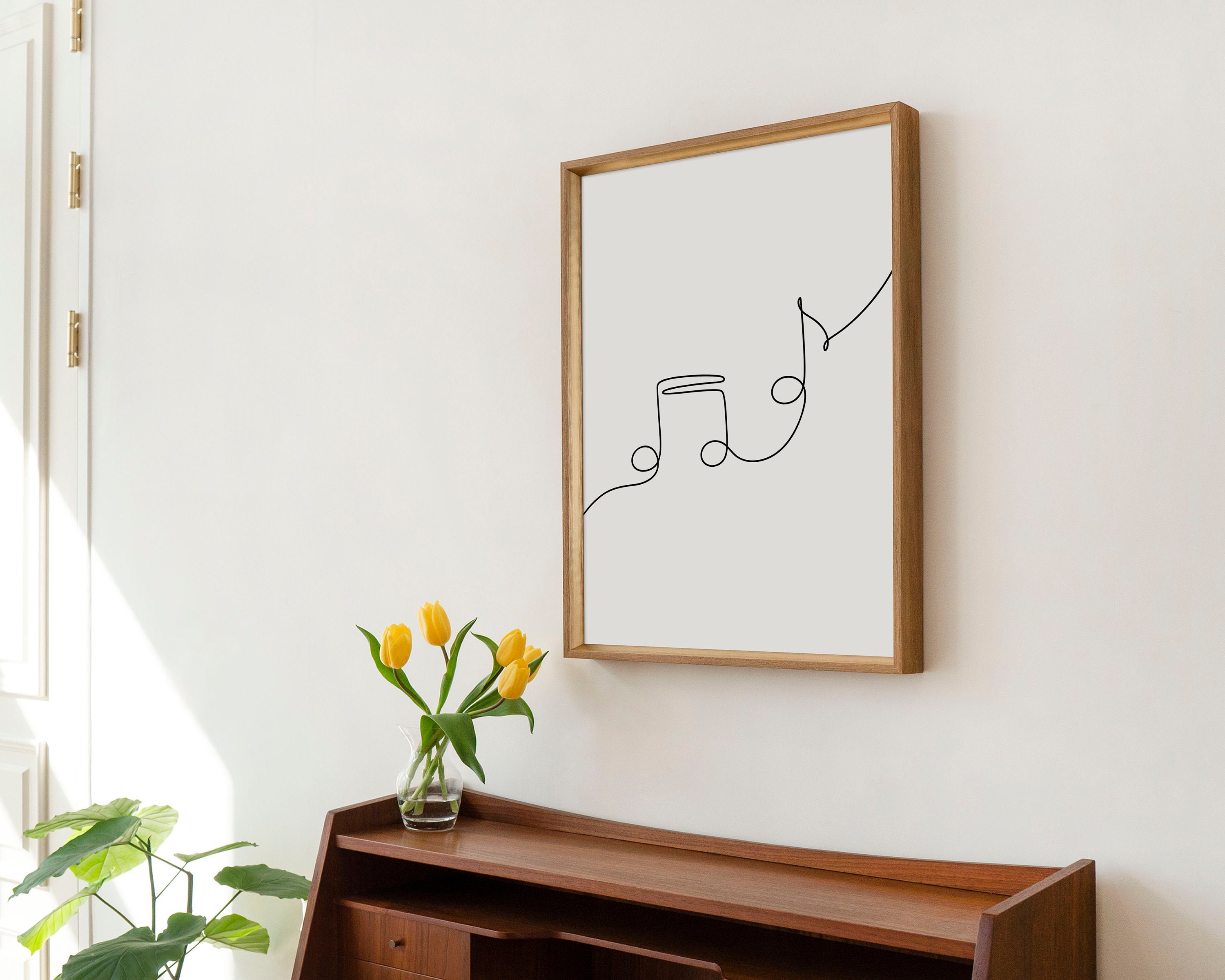Music Notes Line Art | Minimalist Music Wall Art | Musician Gift ...
