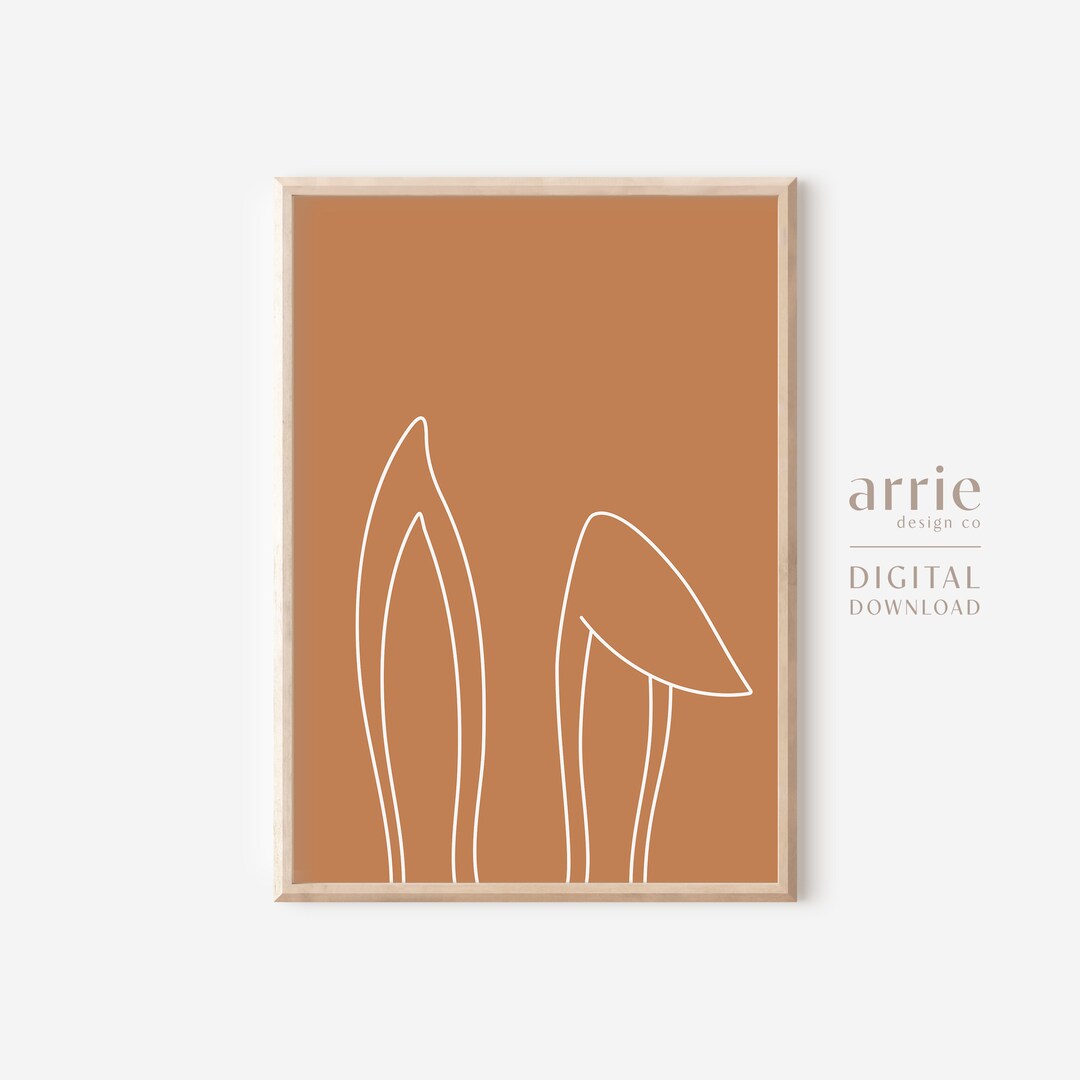 Rabbit Ears Line Art, Boho Easter Decor, Easter Bunny Print, Minimalist ...