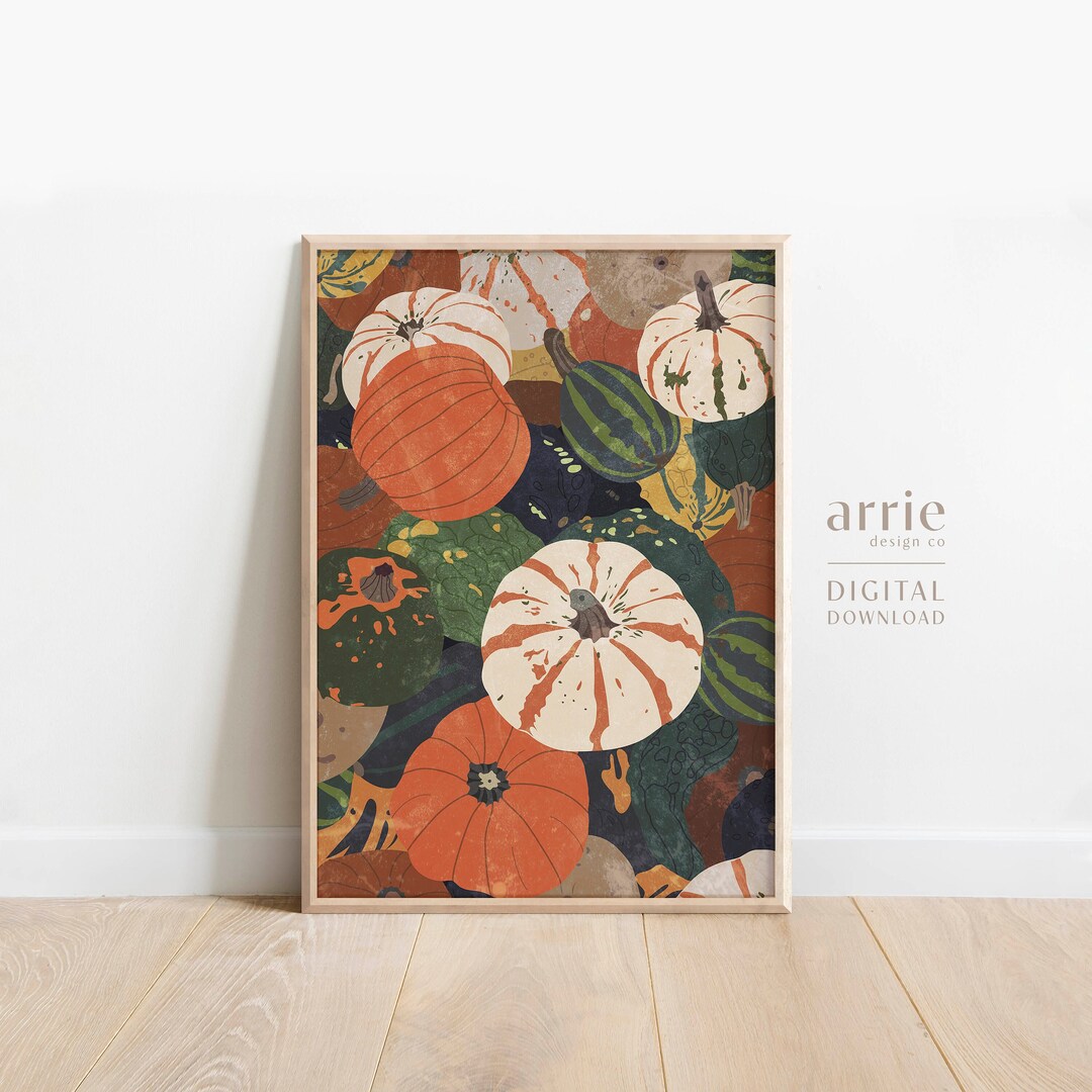 Gourd Printable Wall Art, Fall Prints, Thanksgiving Wall Art, Gourd ...