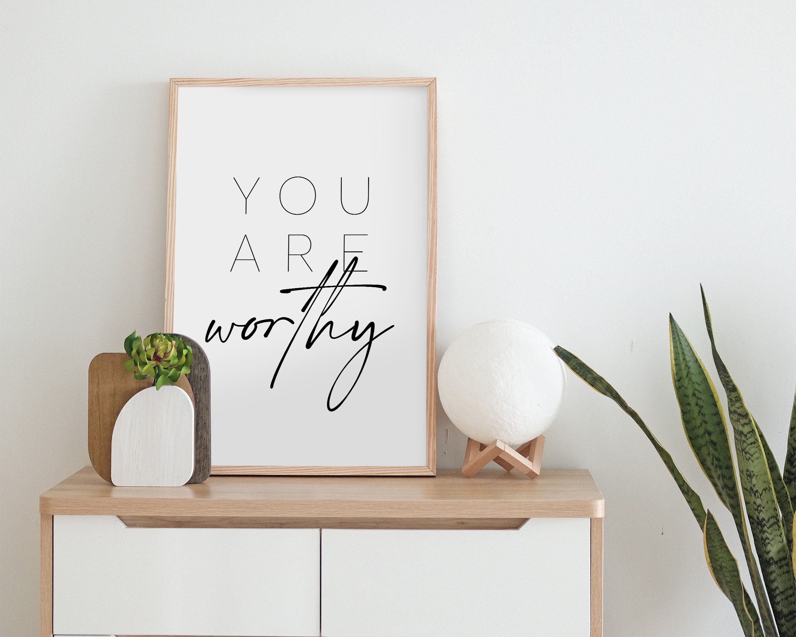 You Are Worthy Printable Art, Self Affirmation Wall Art, Positive ...