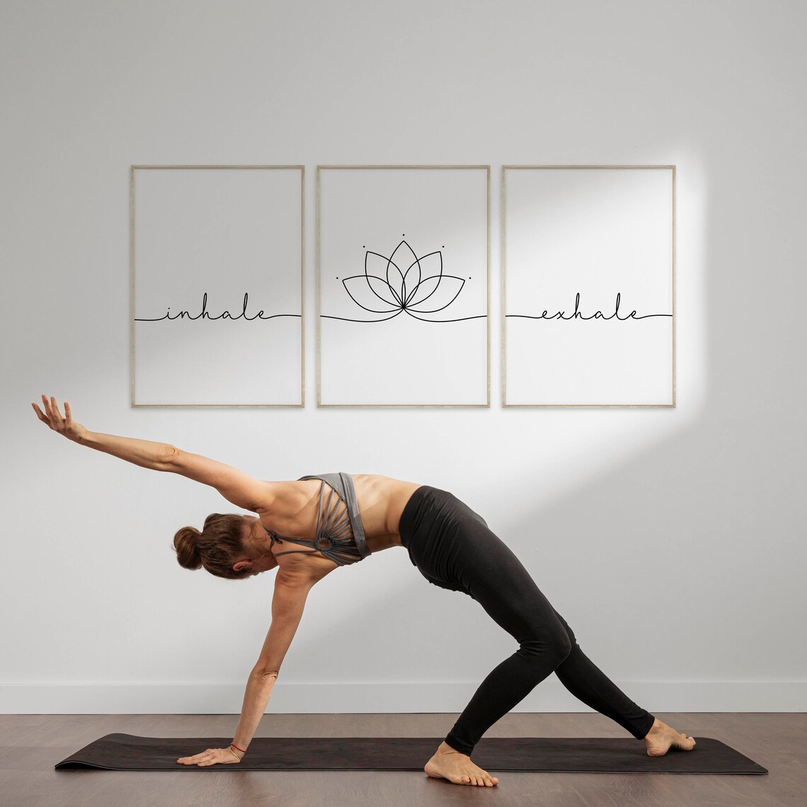 Inhale Exhale Wall Art Set of 3, Minimalist Yoga Poster Set, Printable ...
