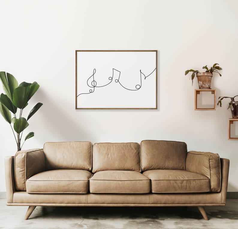 Music Notes Line Art Minimalist Music Wall Art Musician Gift Simple ...