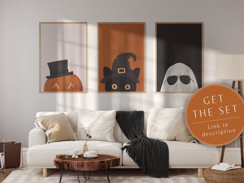 Peeking Cat Halloween Wall Art, Cat Witch Wall Art, Black Cat Printable ...