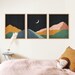 Moon Mountain Wall Art Set, Night Mountains Print Set, Landscape Art ...