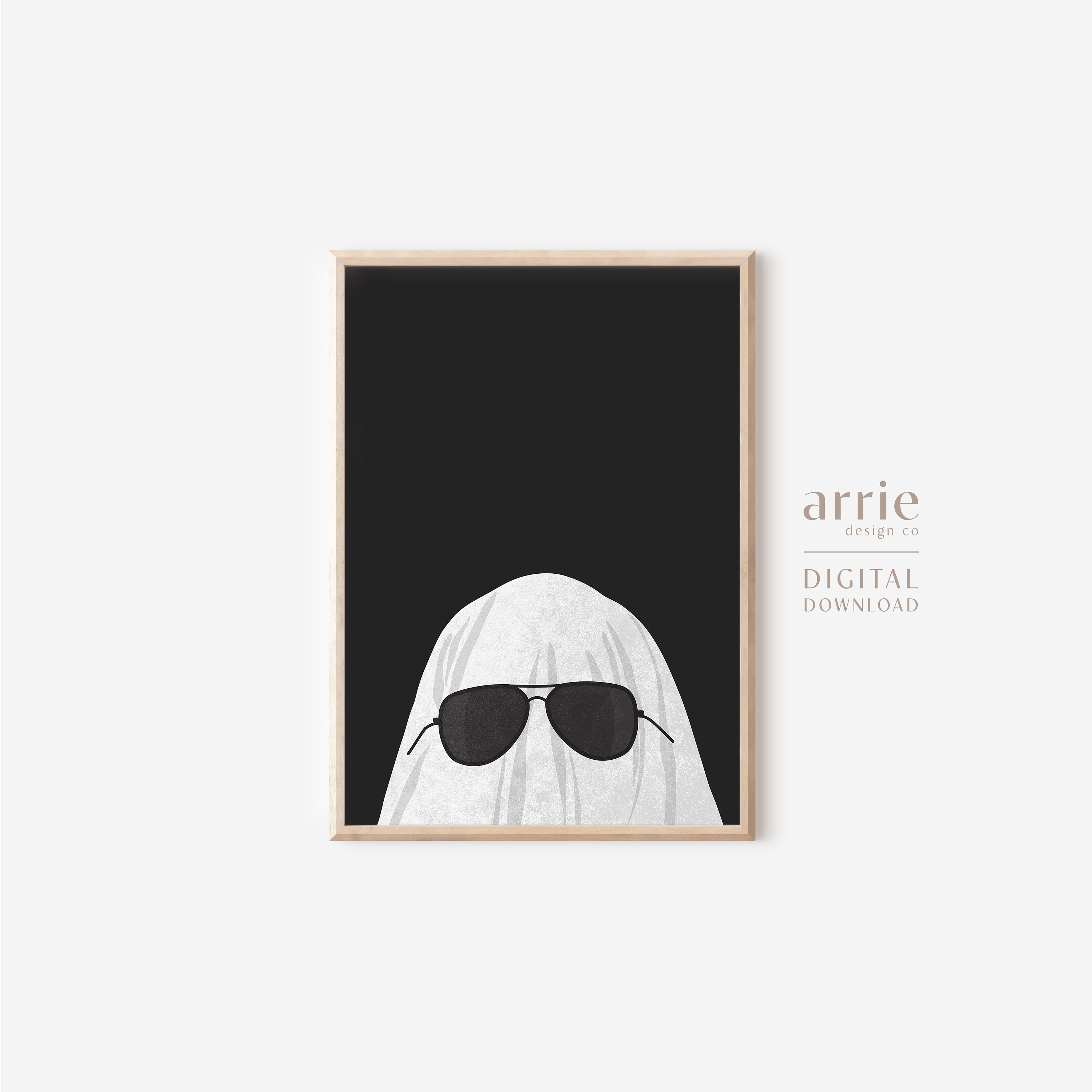 Halloween Print Set of 3, Peeking Ghost Cat and Pumpkin Art Prints ...