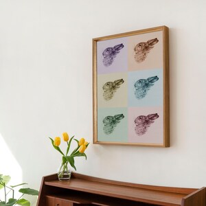 Easter Bunny Pop Art, Vintage Rabbit Art Print, Maximalist Easter Wall ...