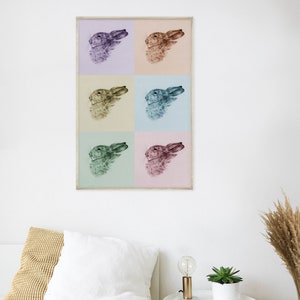 Easter Bunny Pop Art, Vintage Rabbit Art Print, Maximalist Easter Wall ...