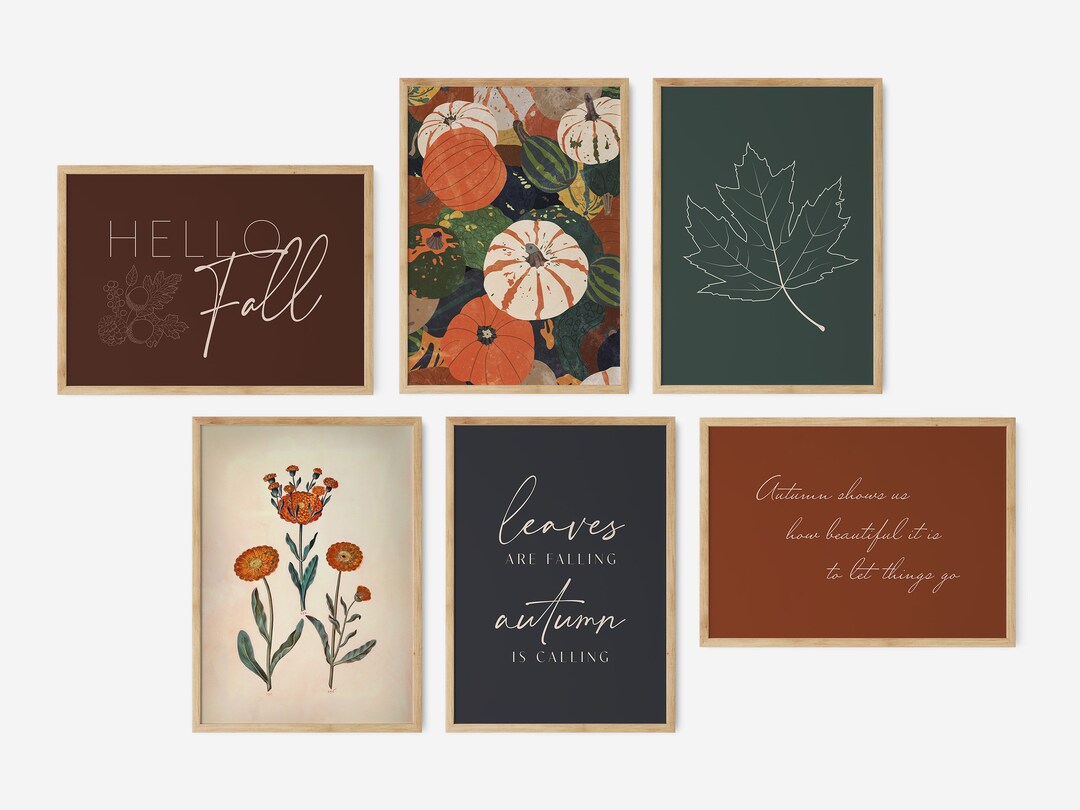 Fall Wall Art Set of 6, Fall Printables, Boho Fall Decor, Autumn Decor ...