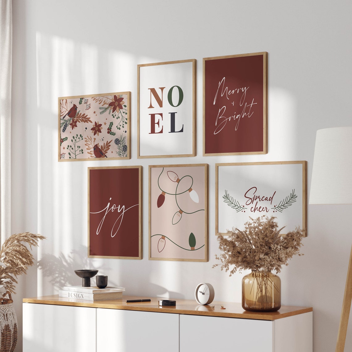 Joy Printable Wall Art, Minimalist Christmas Art, Modern Christmas ...